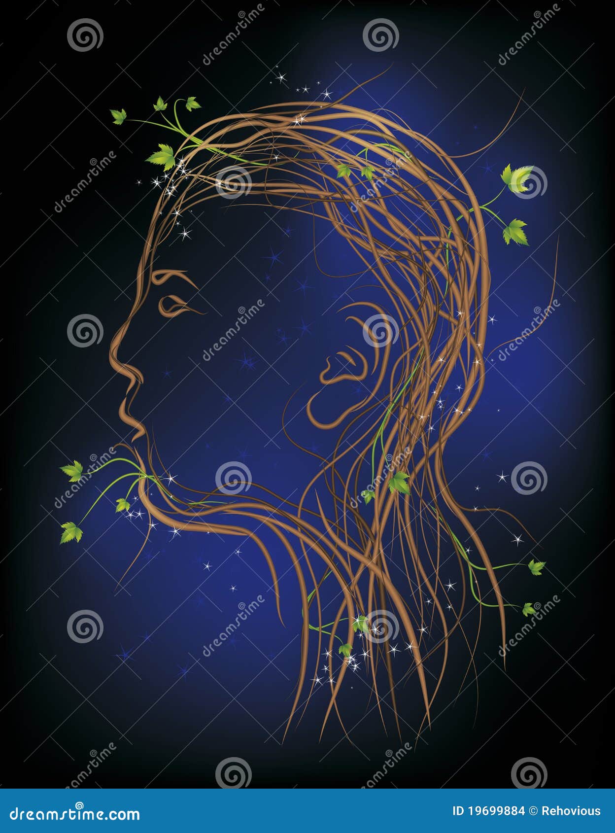 Branch head with leaves stock vector. Illustration of brown - 19699884