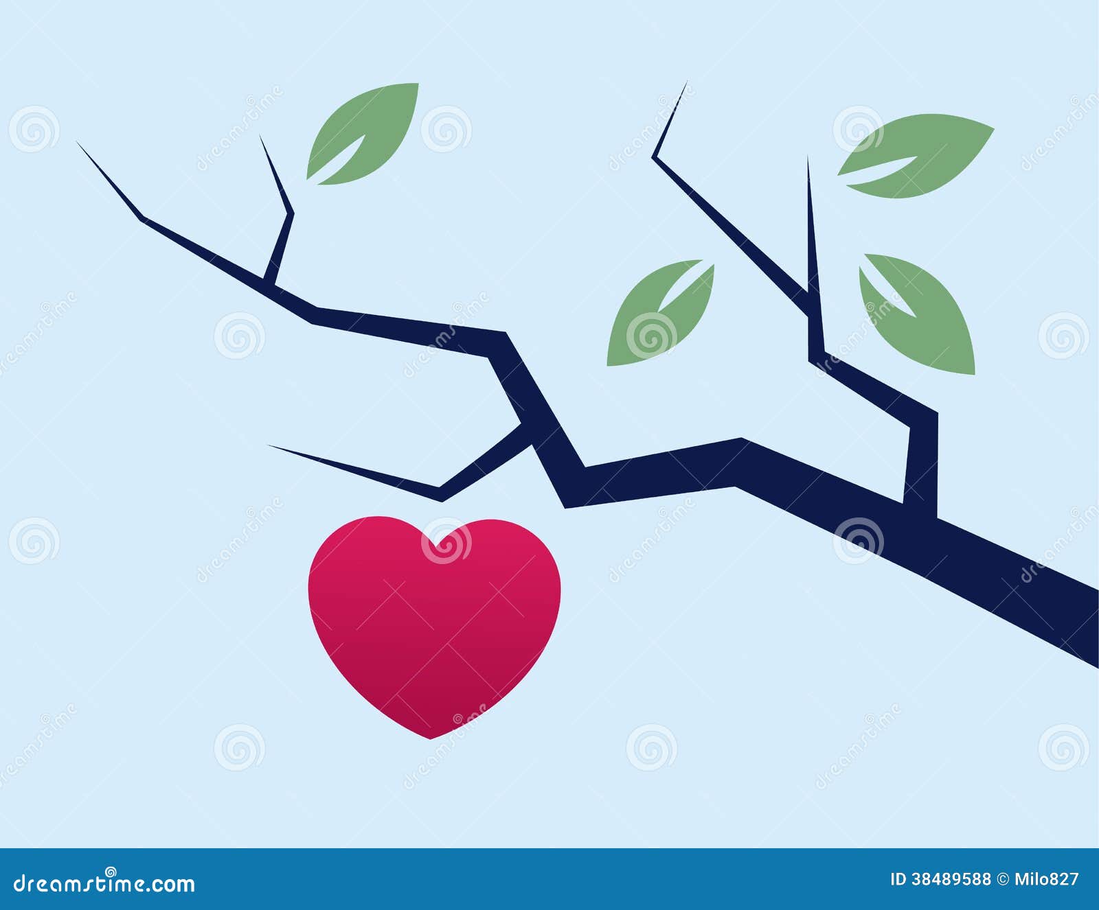 Branch with Heart stock vector. Illustration of beautiful - 38489588