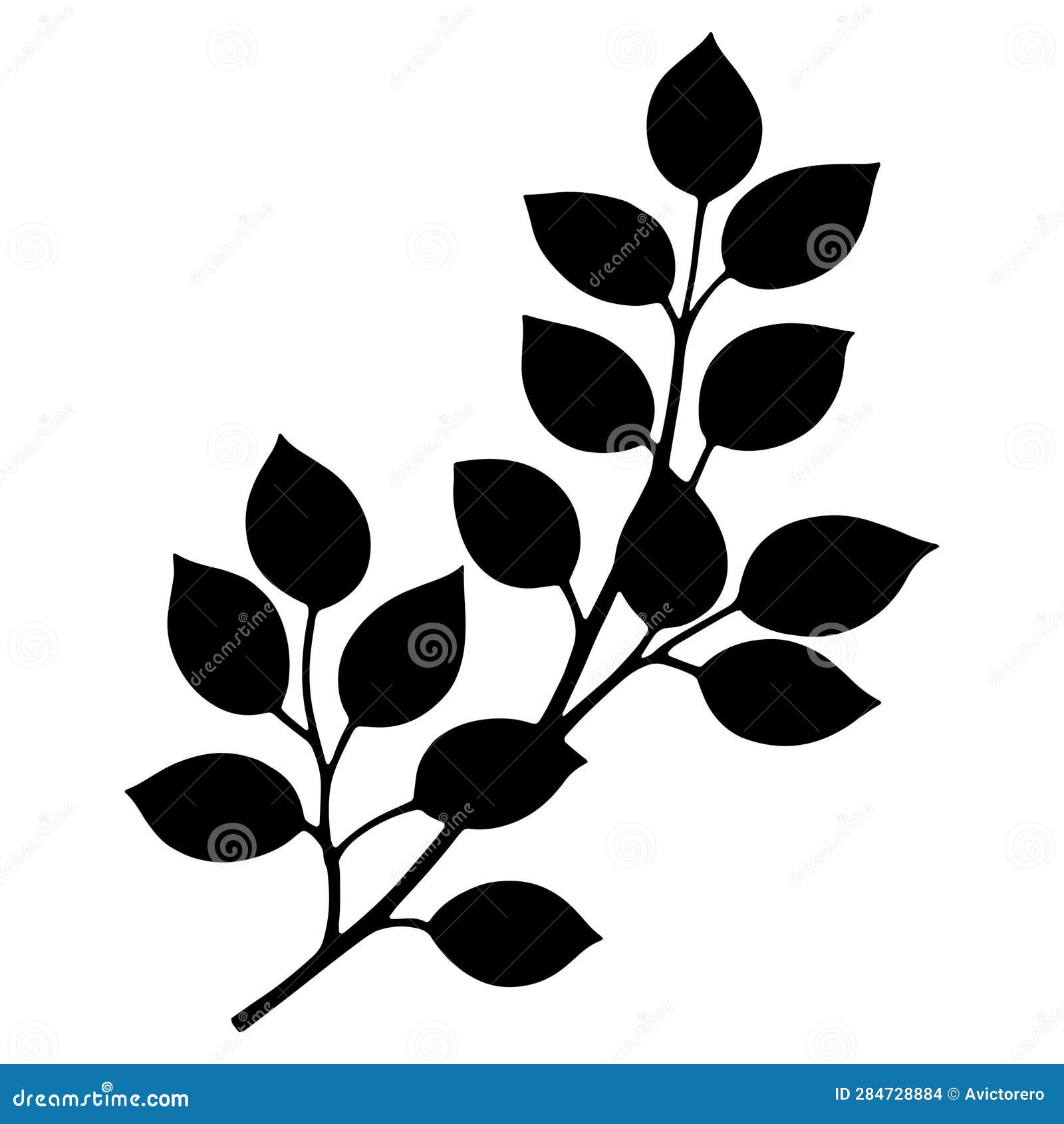 Branch with Leaves and Stem Silhouette Stock Vector - Illustration of ... Branch with Leaves and Stem Silhouette Stock Vector - Illustration of ...