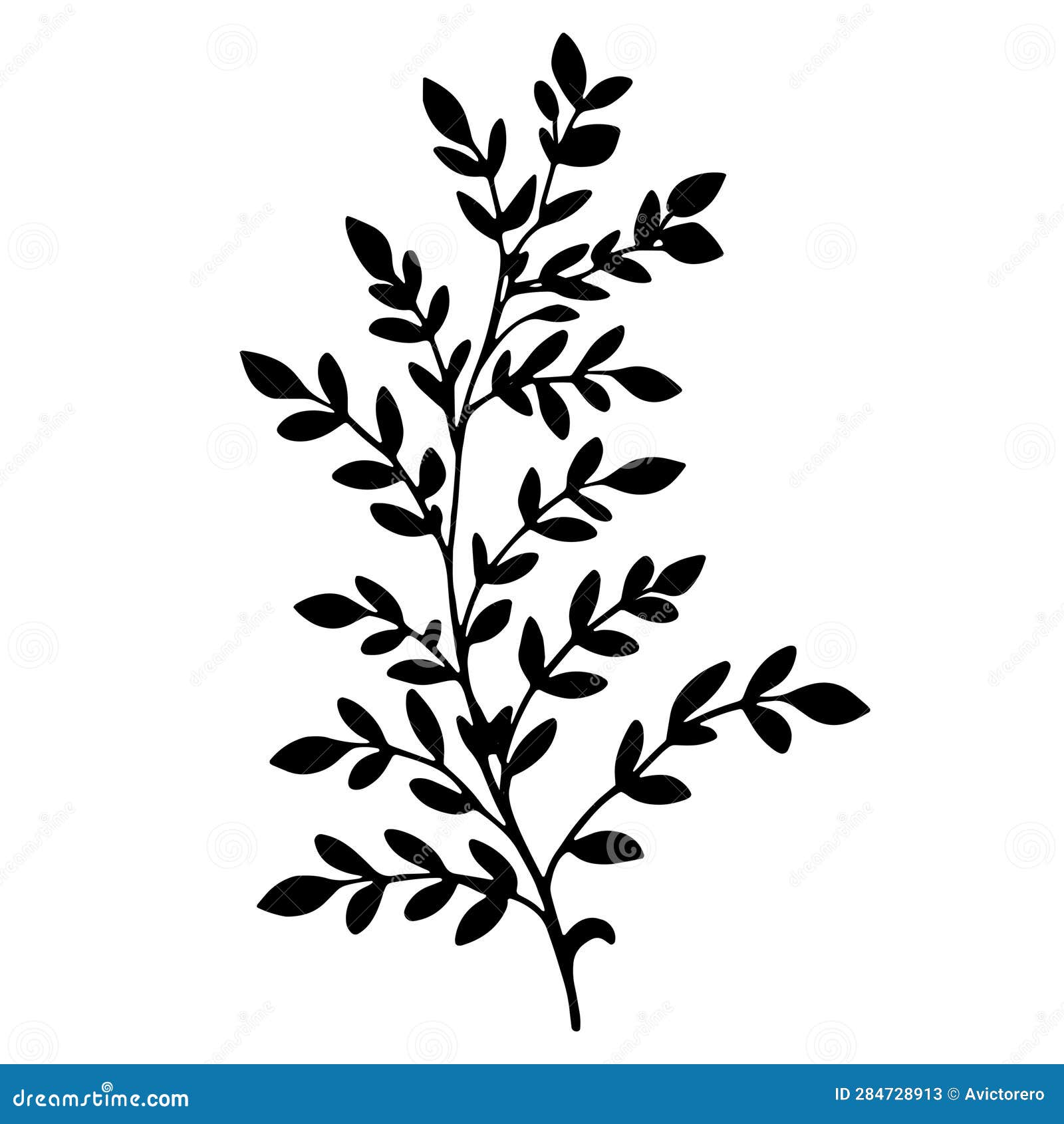 Branch with Leaves and Stem Silhouette Stock Vector - Illustration of ... Branch with Leaves and Stem Silhouette Stock Vector - Illustration of ...