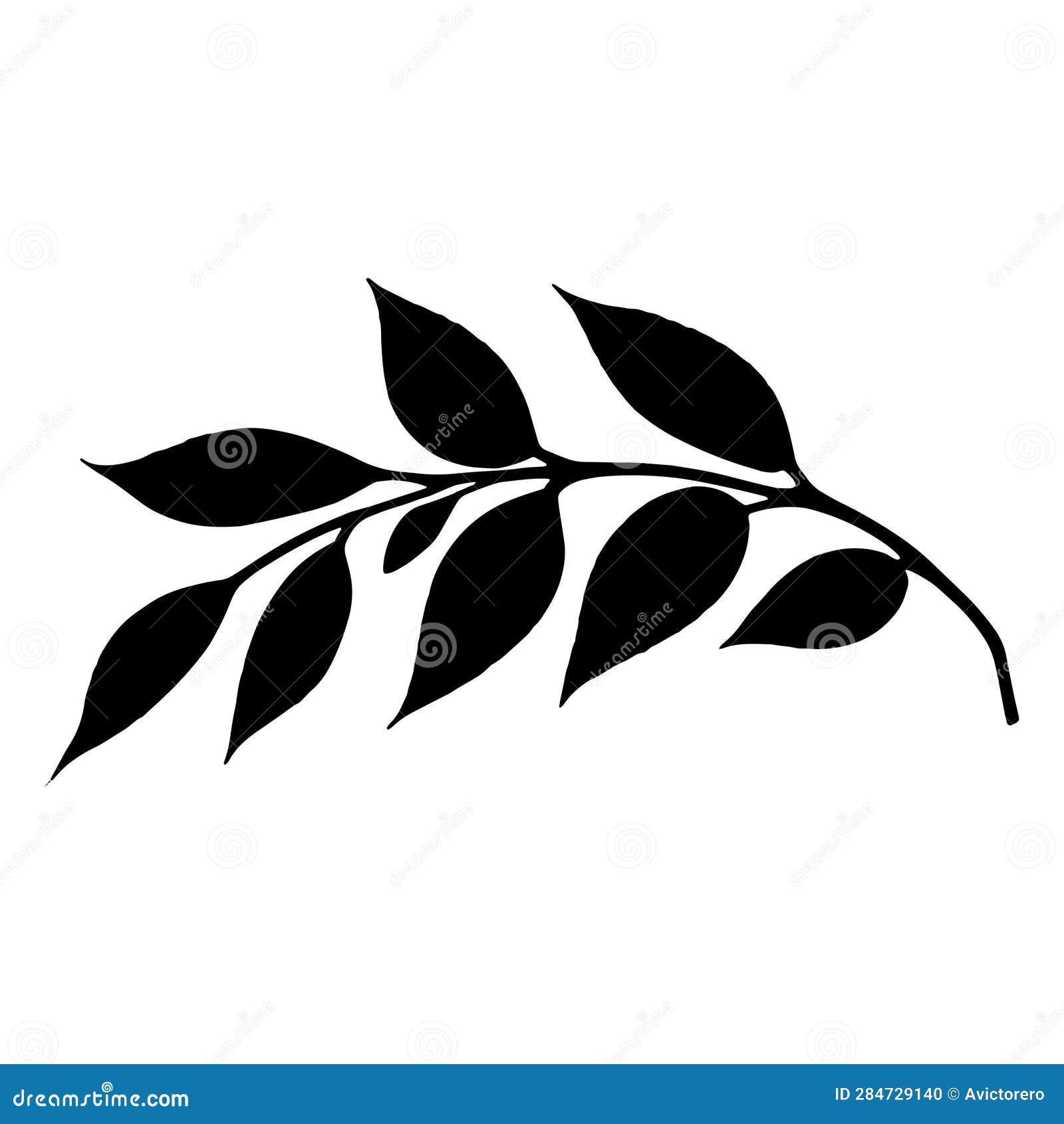 Branch with Leaves and Stem Silhouette Stock Vector - Illustration of ... Branch with Leaves and Stem Silhouette Stock Vector - Illustration of ...