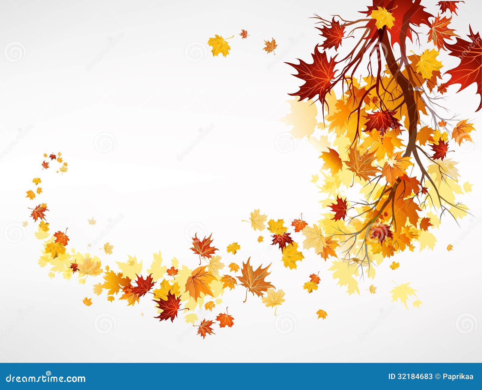 Branch with maple leaves stock vector. Illustration of nature - 32184683