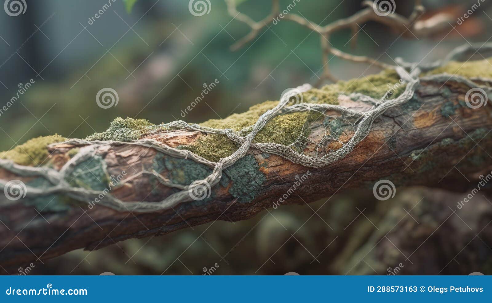 A Branch with Moss Growing on it in a Forest Area Stock Image - Image ...