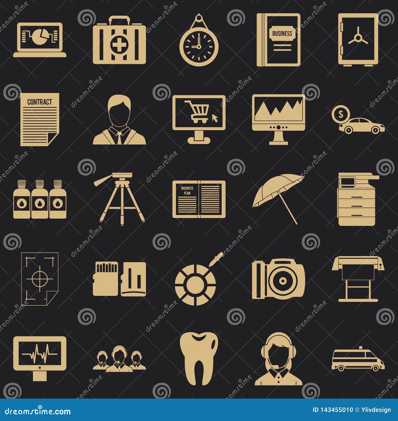 Branch Office Icons Set, Simple Style Stock Vector - Illustration of ...