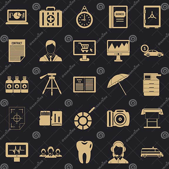 Branch Office Icons Set, Simple Style Stock Vector - Illustration of ...