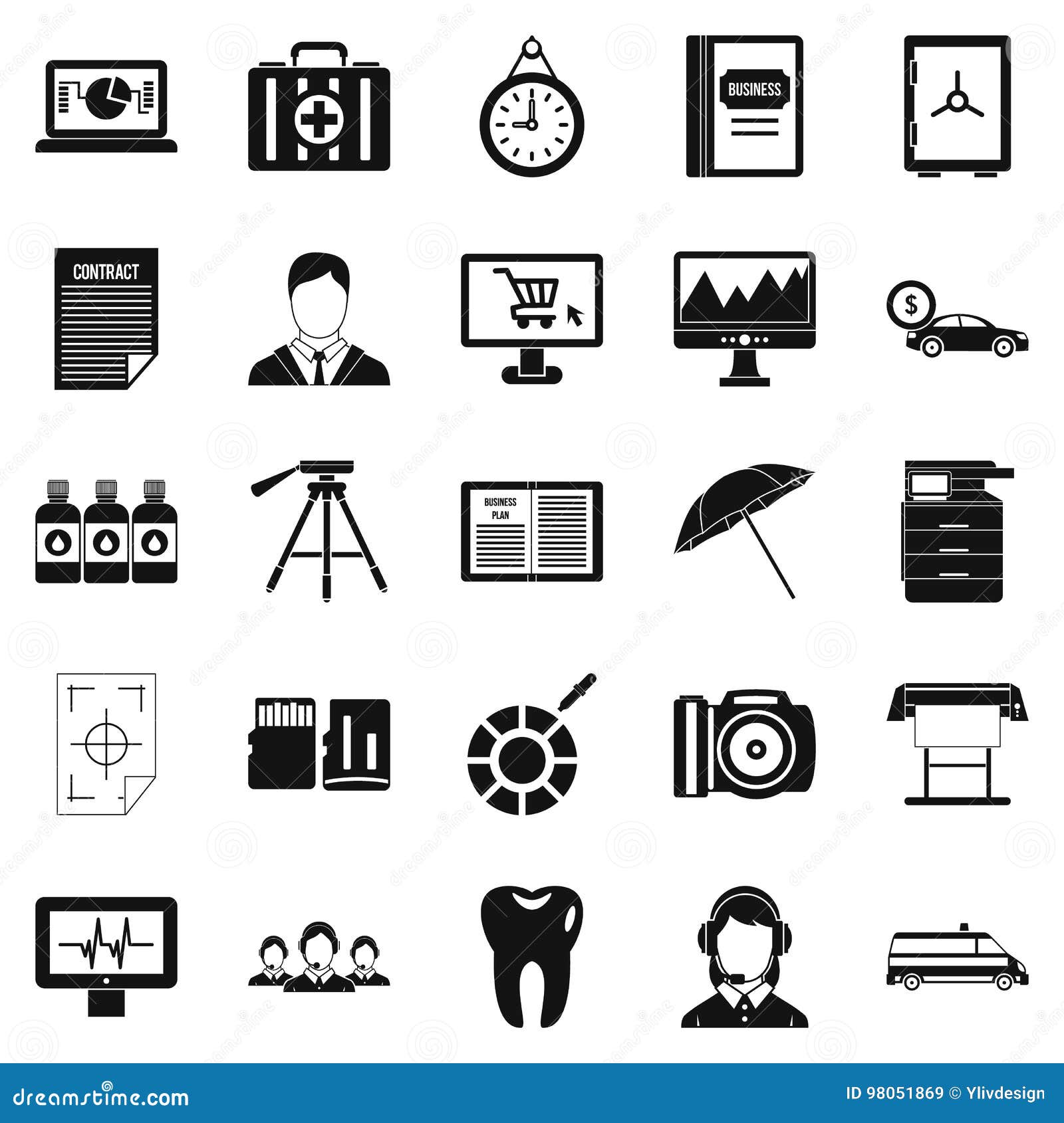 Branch Office Icons Set, Simple Style Stock Vector - Illustration of ...