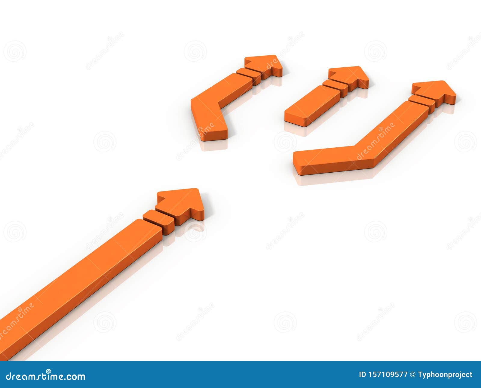 A Branch Point that Branches into Multiple Routes. White Background. 3D ...