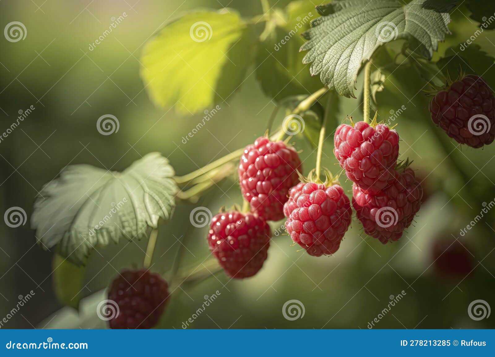 Branch of Ripe Raspberries in a Garden Stock Illustration ...