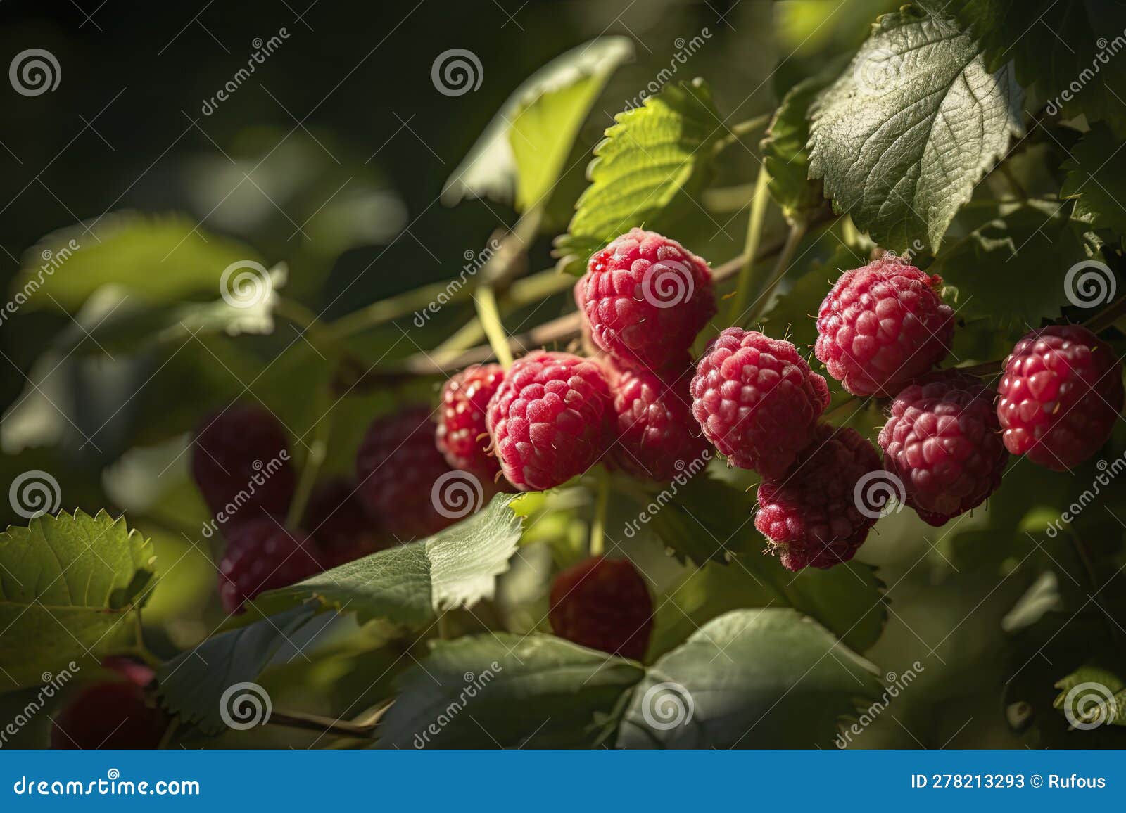 Branch of Ripe Raspberries in a Garden Stock Illustration ...