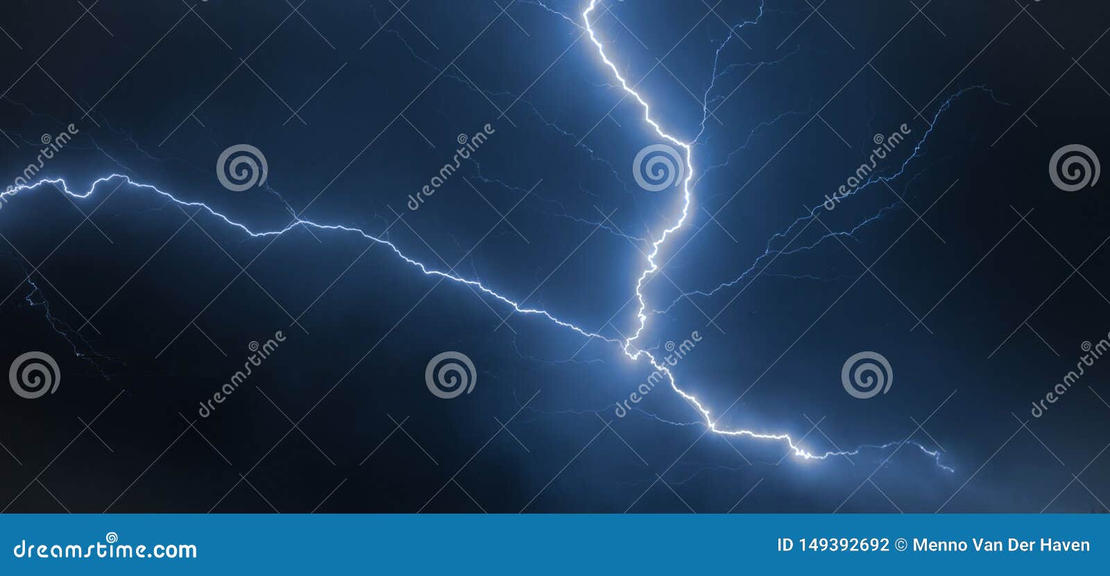 Branched Lightning Bolt High Up in the Sky, Also Known As an Anvil ...