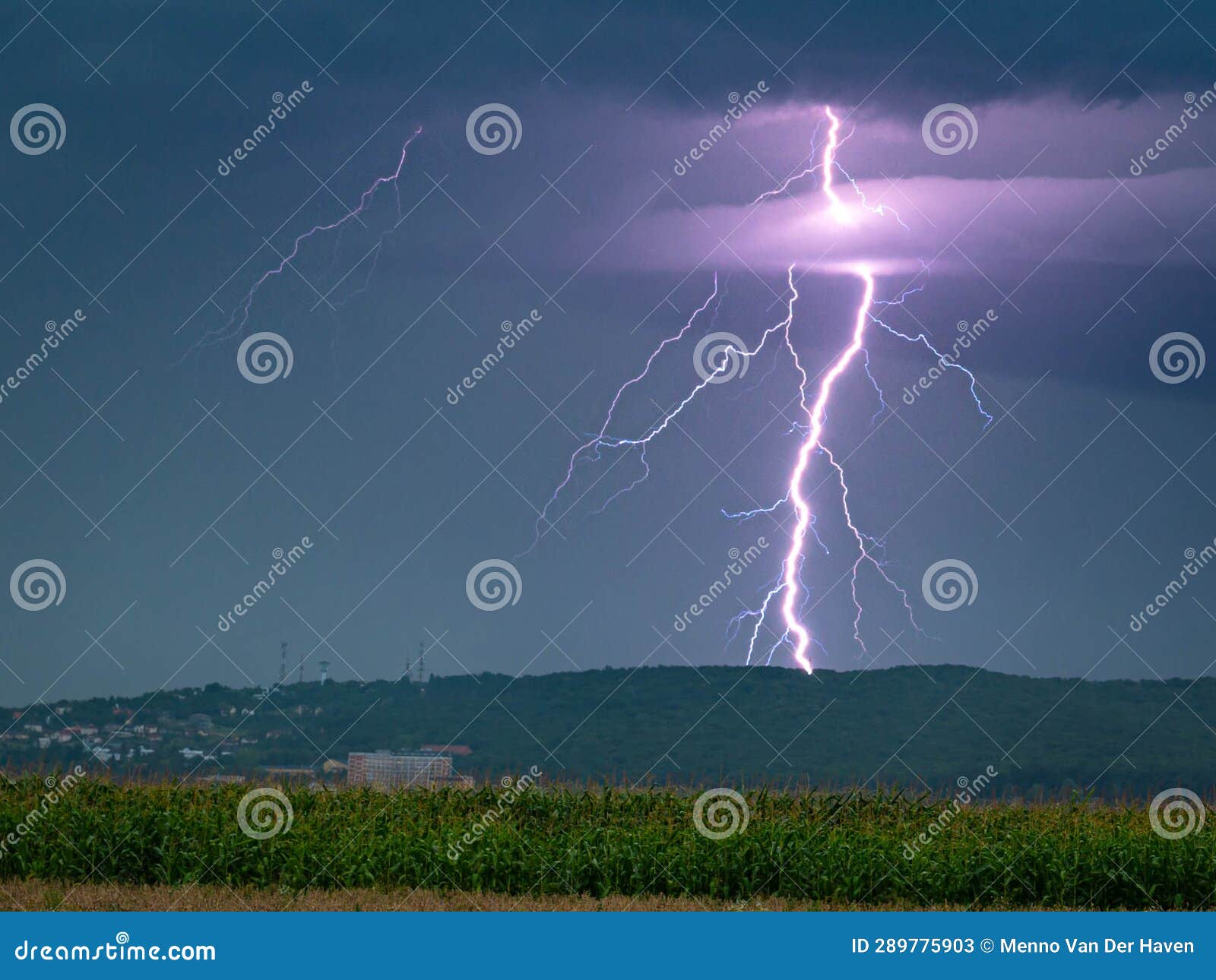 Branched Lightning Hits the Earth Stock Image - Image of dark, energy ...