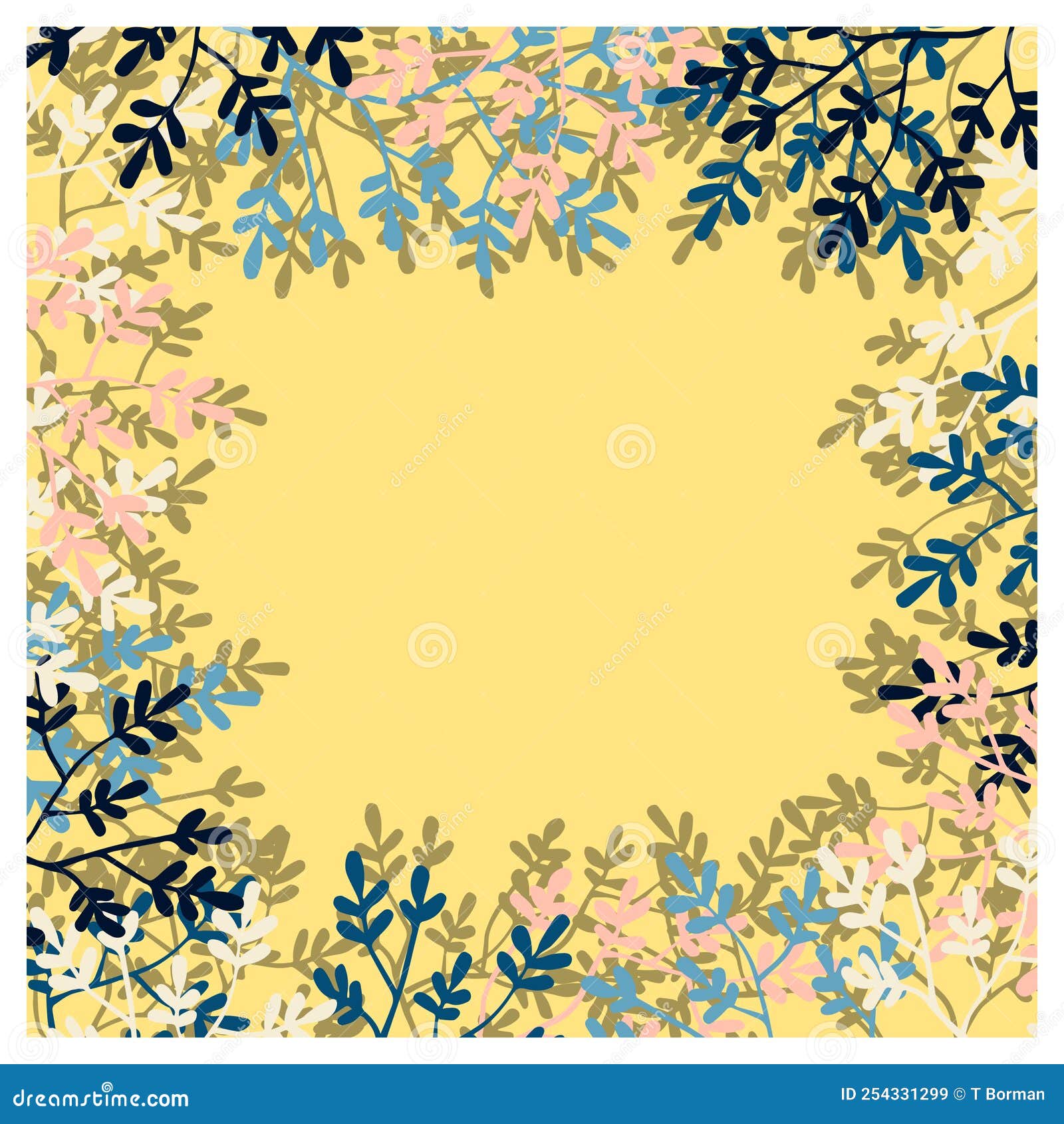 Branches with Colorful Leaves Frame Vector Background Stock Vector ...