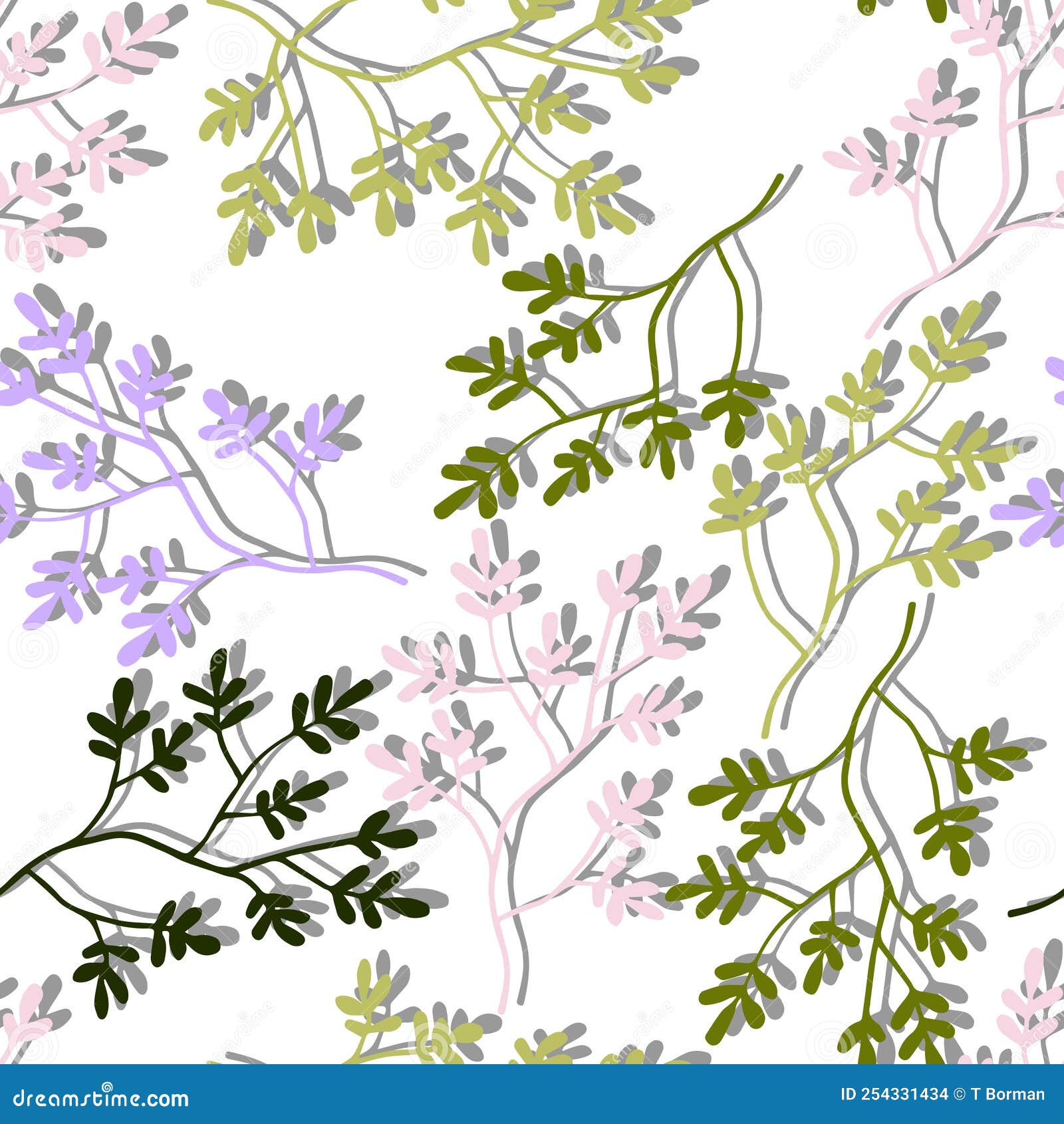 Branches with Colorful Leaves Vector Seamless Pattern Stock Vector ...