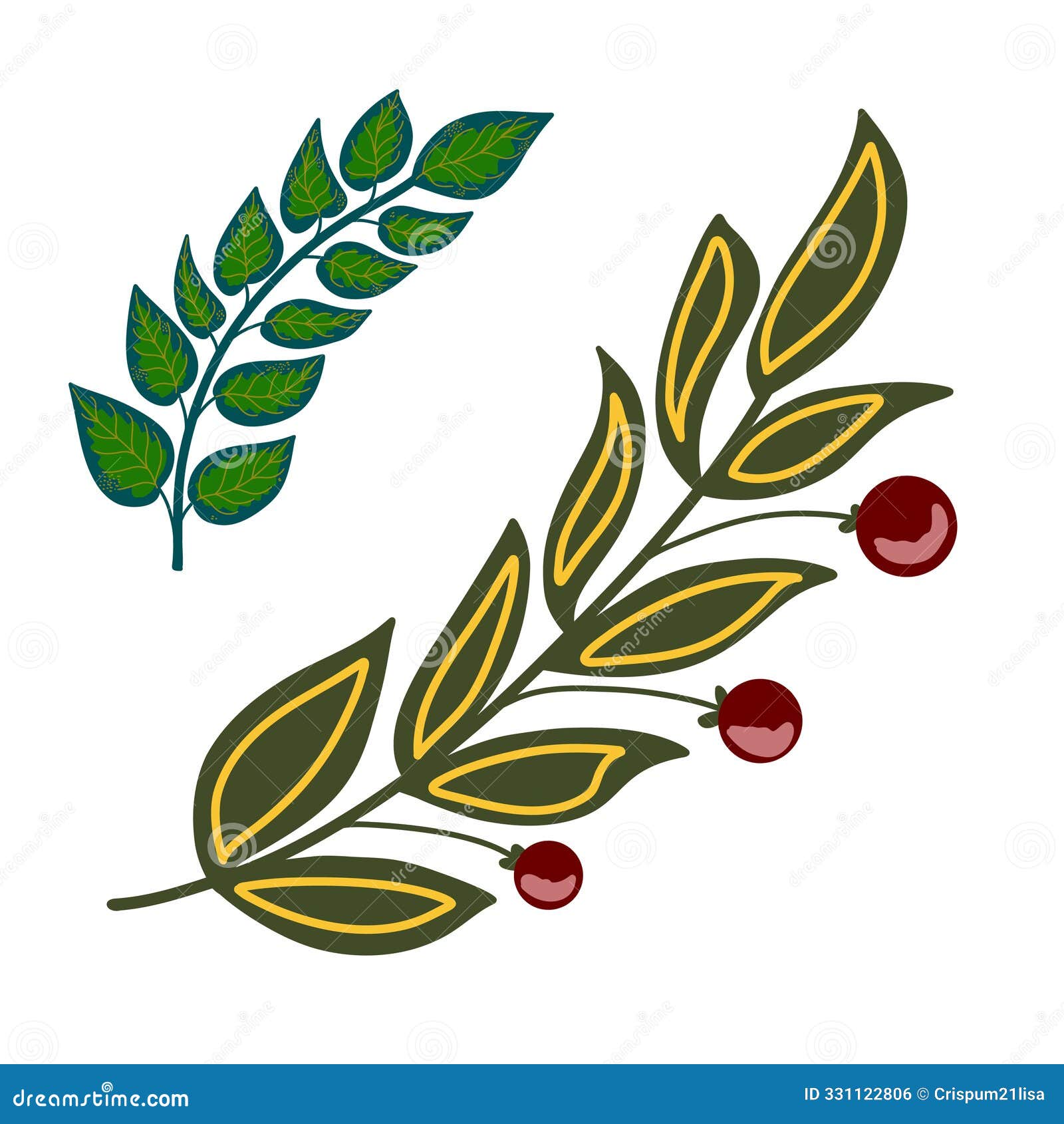 Branches Flat Cartoon Style Stock Illustration - Illustration of modern ...