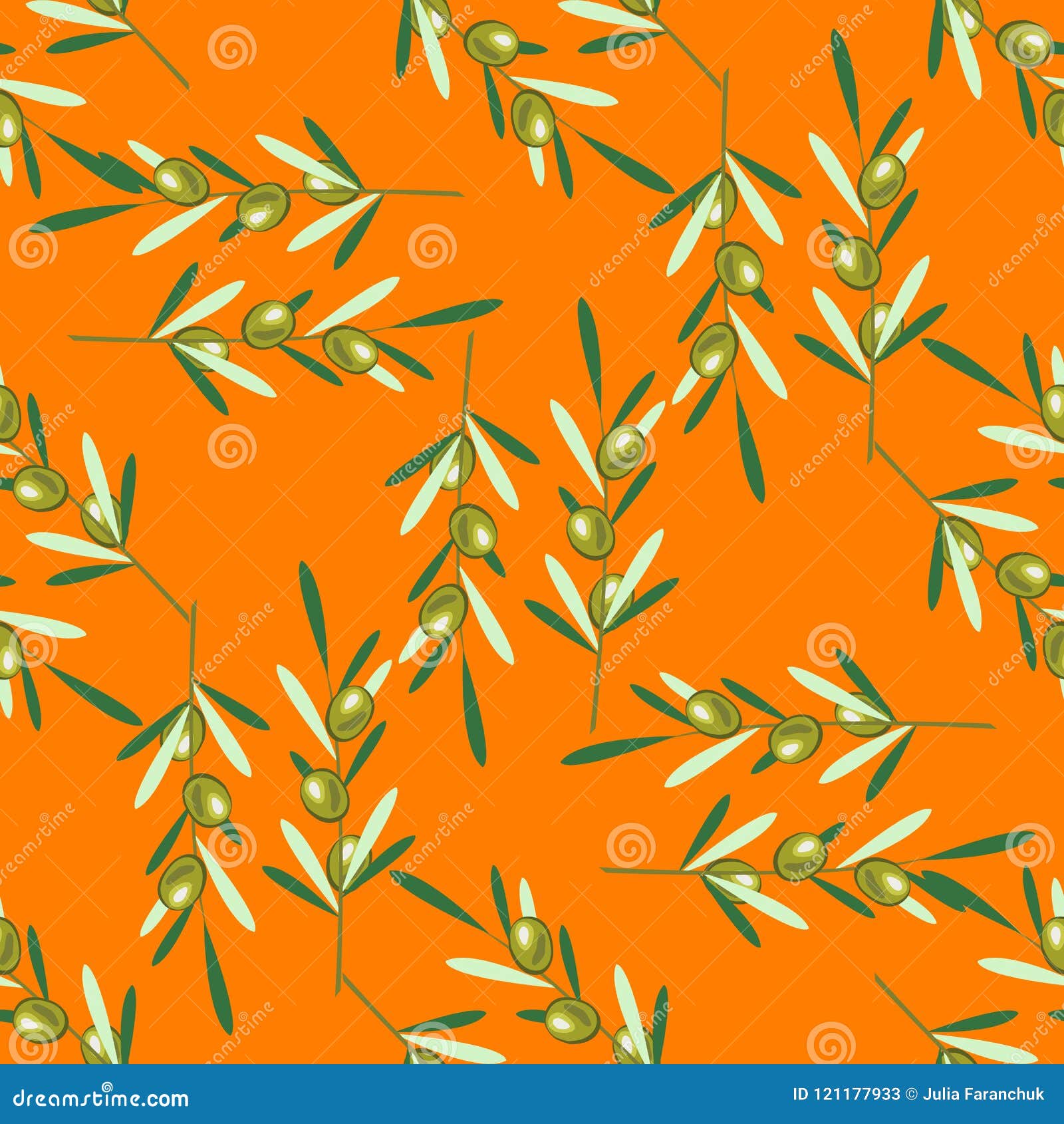 Branches of Olive Tree. Seamless Pattern Stock Illustration ...