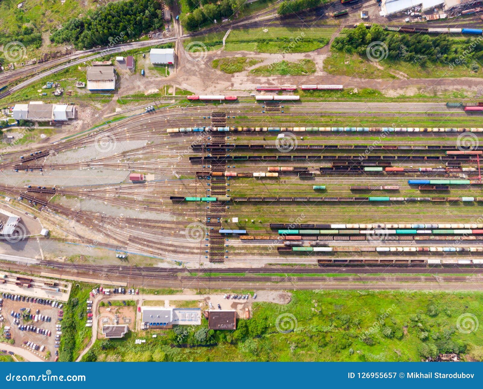 Branches of the Railway at the Marshalling Yard, a Lot of Freight ...