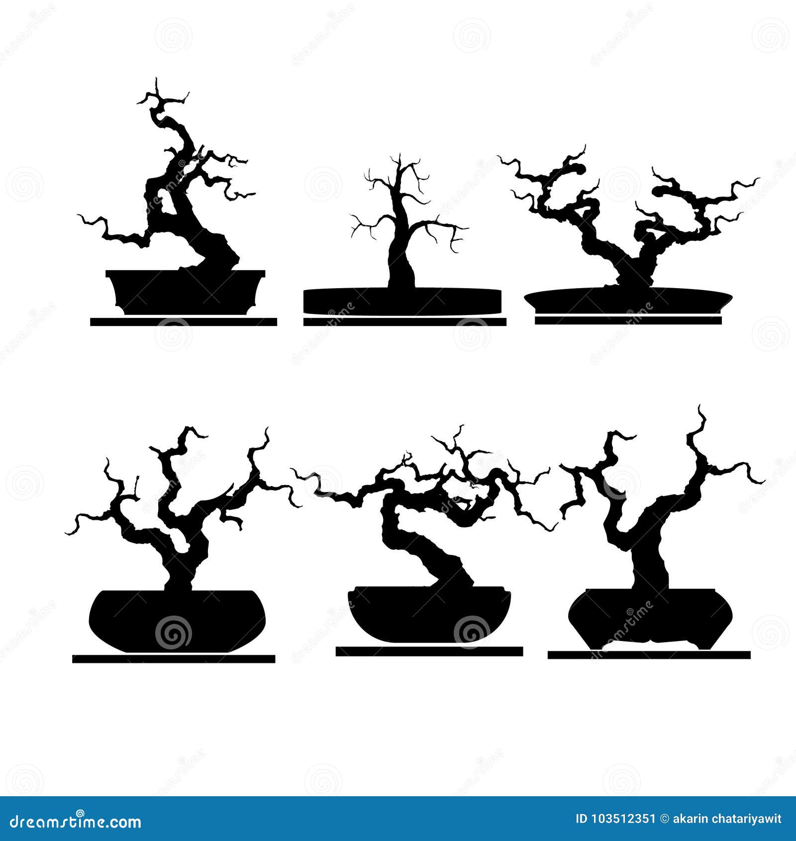 Branches and Shadows of Bonsai Tree. Stock Vector - Illustration of ...