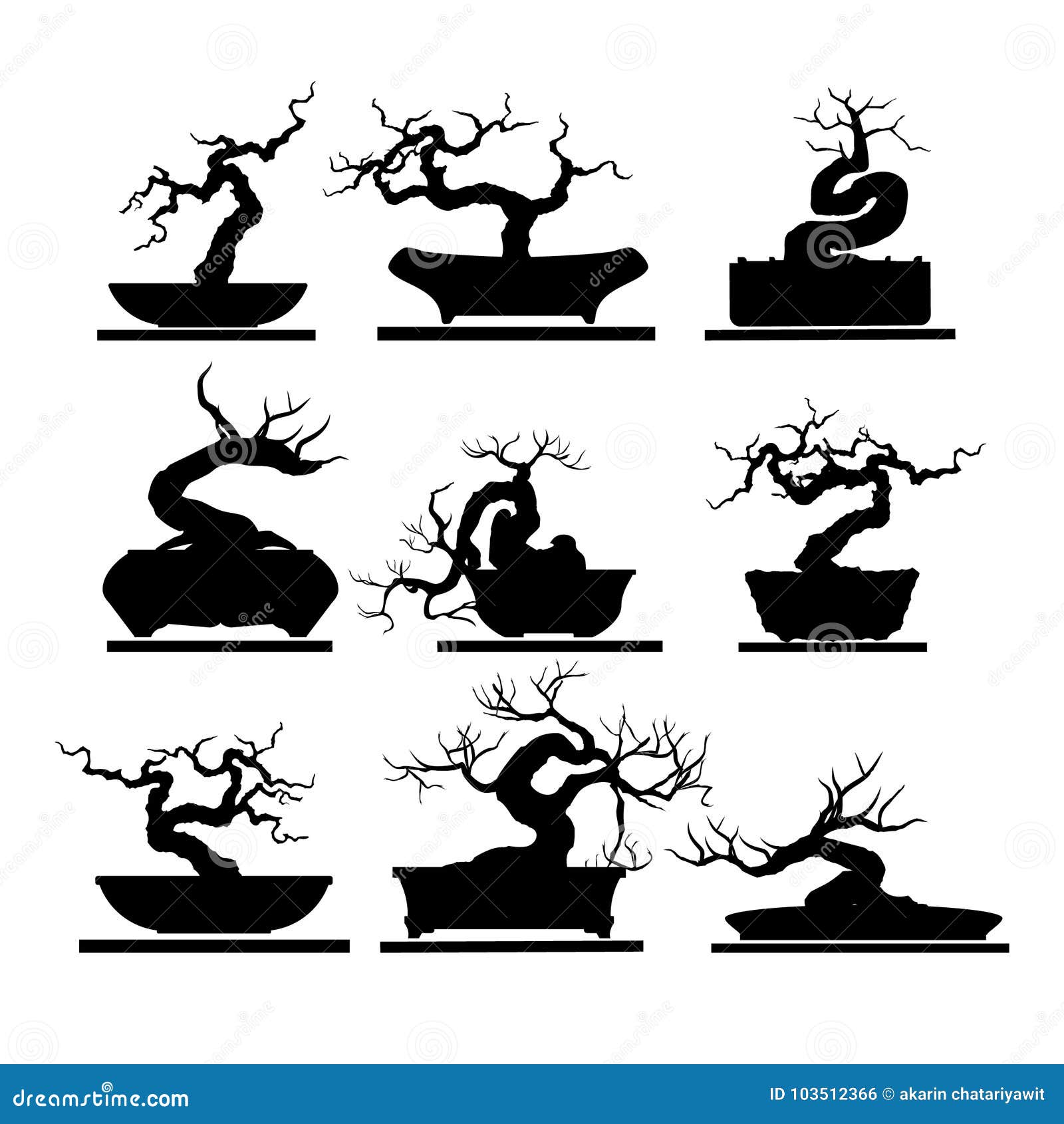 Branches and Shadows of Bonsai Tree. Stock Vector - Illustration of ...