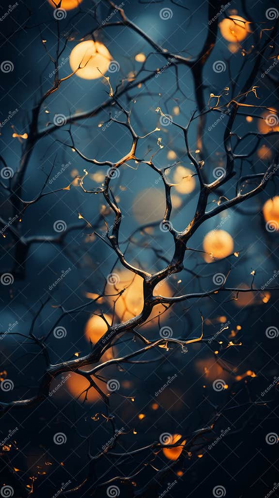 Branches of a Tree with Lights in the Background Stock Illustration ...