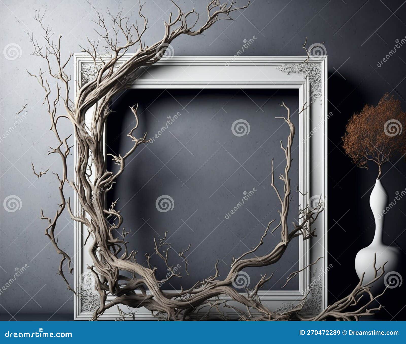 Branches of Tree Roots Frame an Empty Frame. AI Generated Stock ...