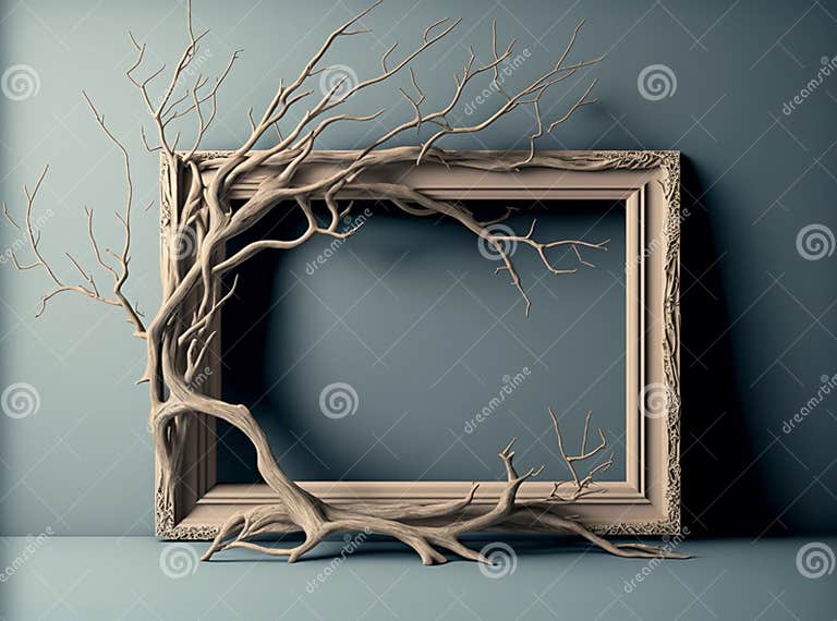 Branches of Tree Roots Frame an Empty Frame. AI Generated Stock ...