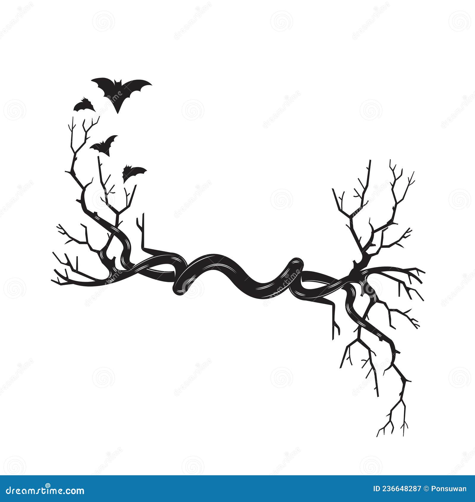Branches Tree Roots Frame Woodcut Vintage Line Art. Vector Illustration ...