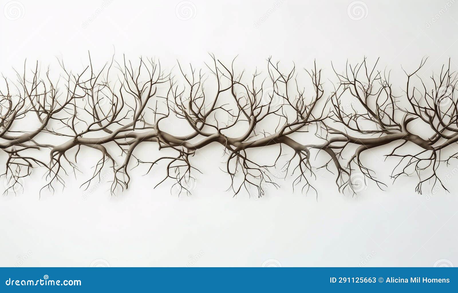 Branches of Tree with Roots Isolated on White Background. AI Generated ...