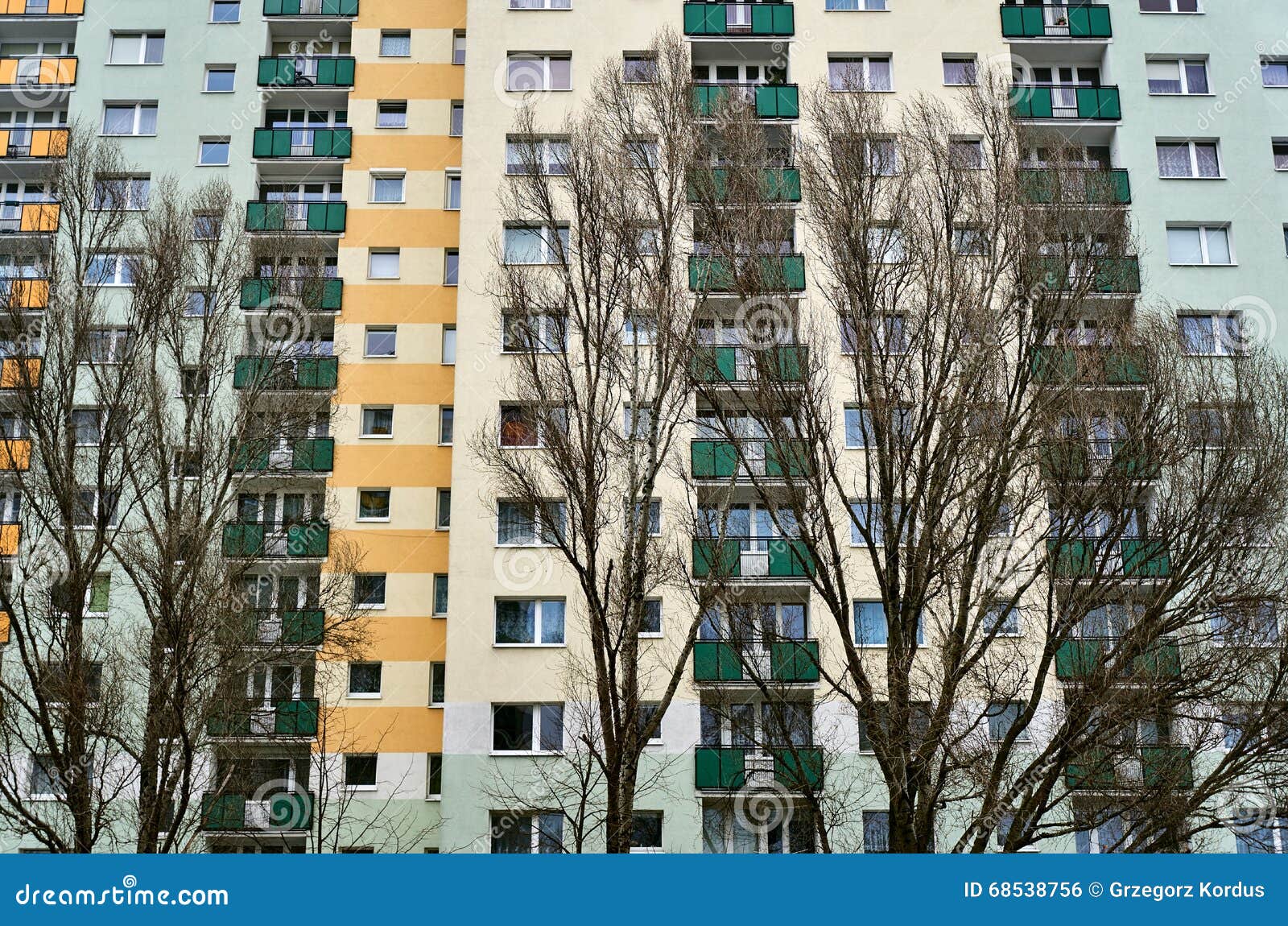 Branches of Trees and Facade of a Residential Building Stock Photo ...