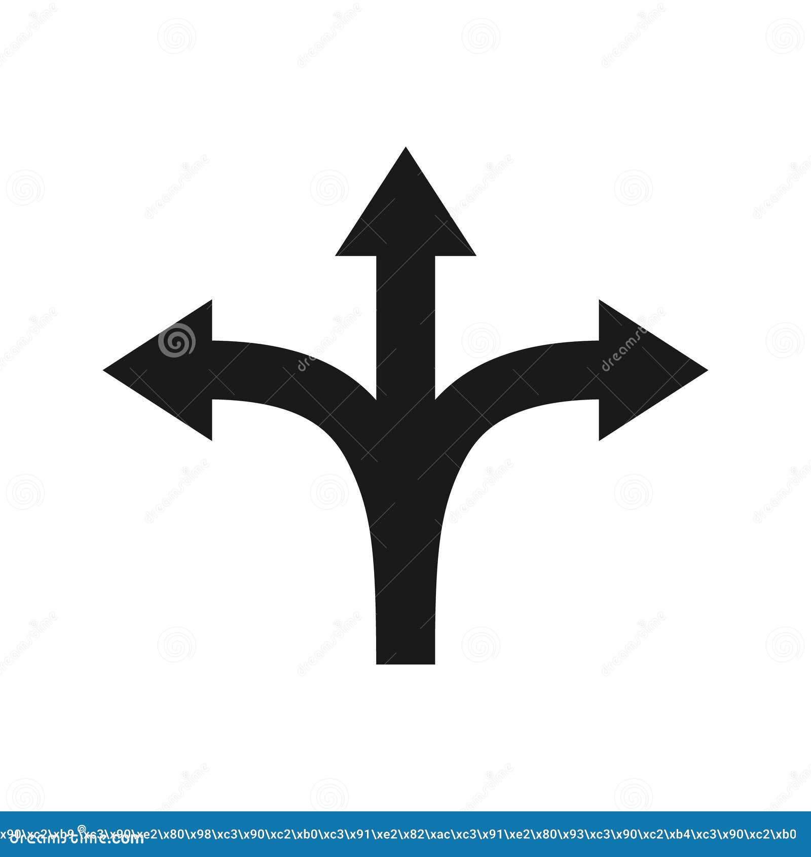 Branching Arrow Icons. Multiple Direction Symbol. Bold Black Shape ...