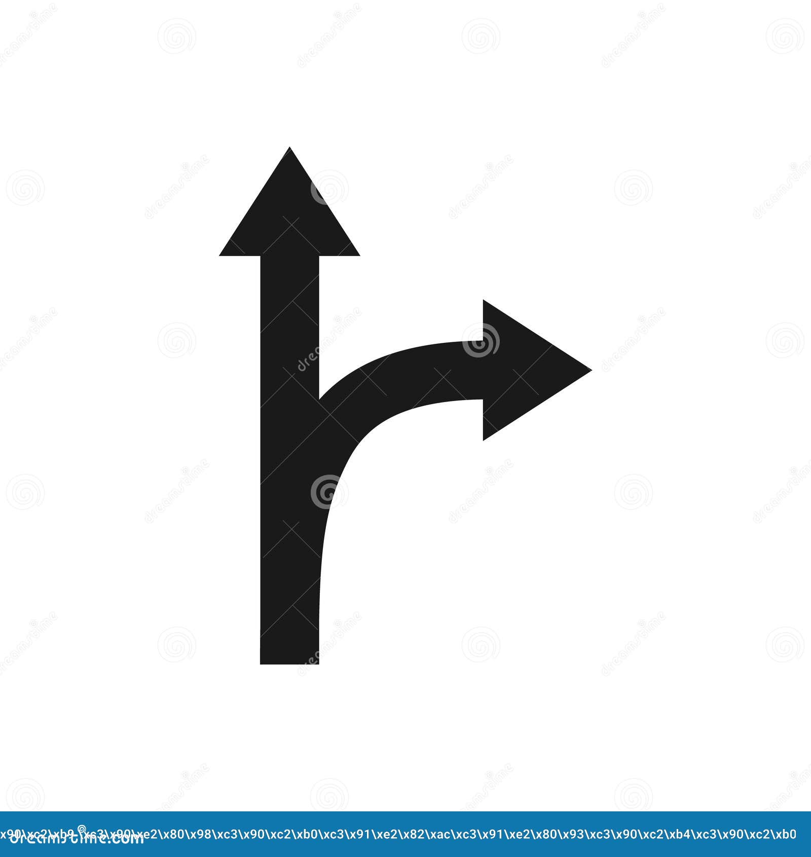 Branching Arrow Icons. Multiple Direction Symbol. Bold Black Shape ...
