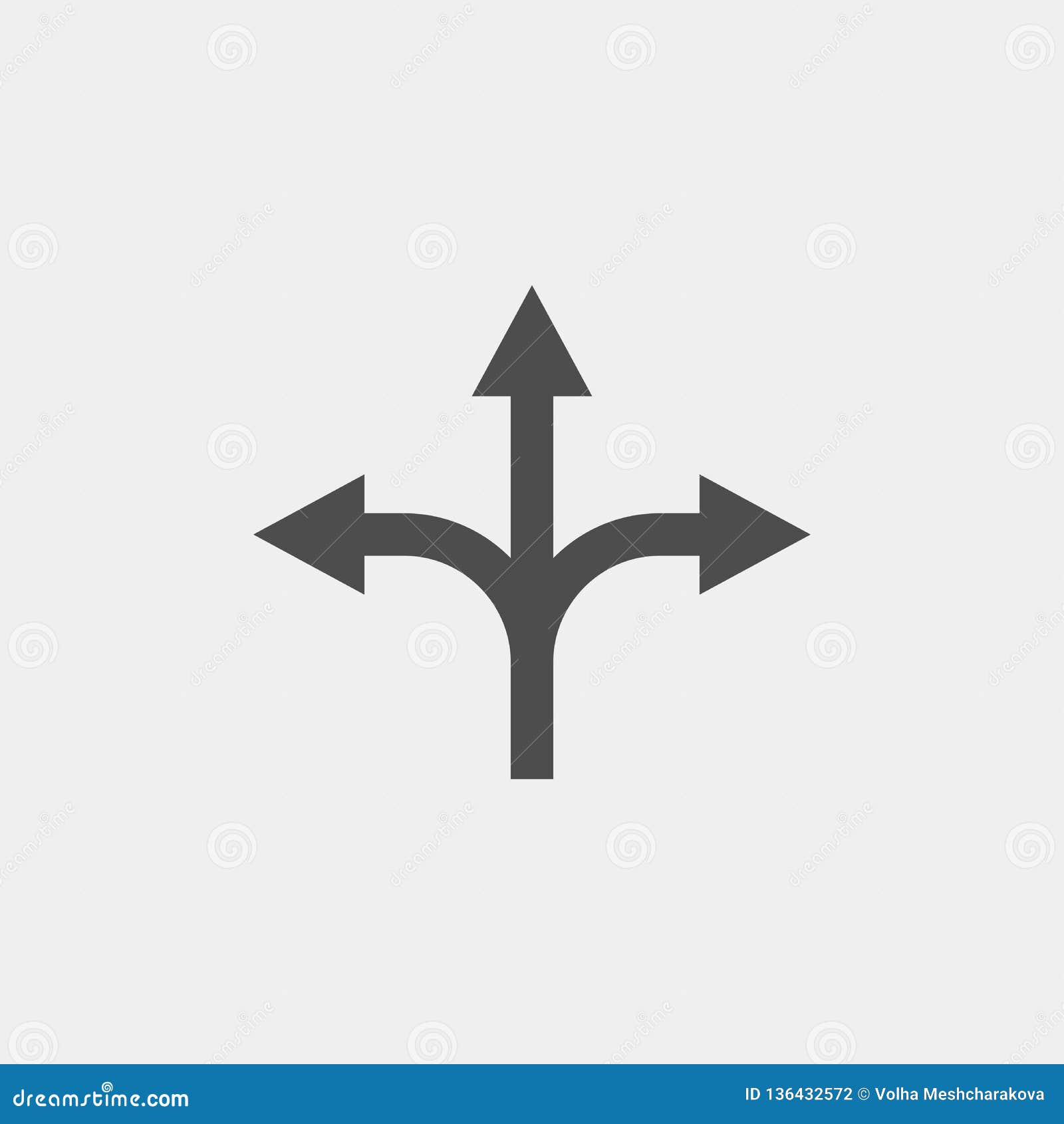 Branching Arrow Flat Vector Icon. Arrow Triple Flat Vector Icon Stock ...