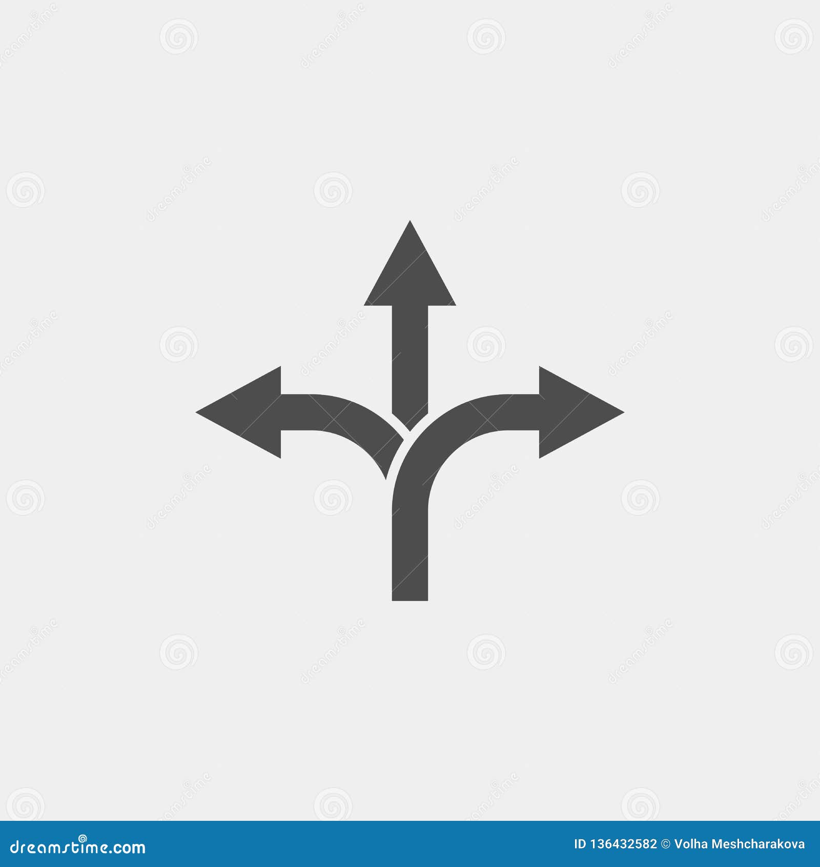 Branching Arrow Flat Vector Icon. Arrow Triple Flat Vector Icon Stock ...