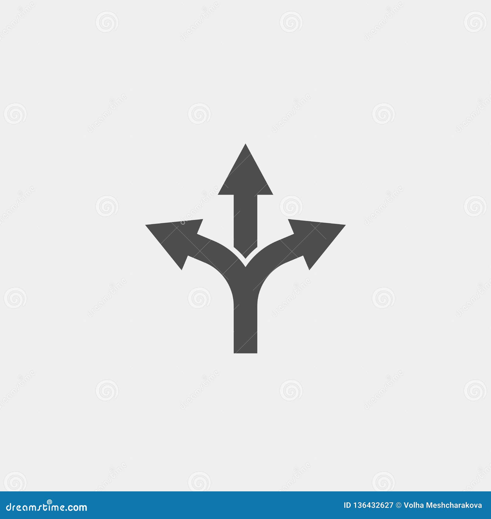 Branching Arrow Flat Vector Icon. Arrow Triple Flat Vector Icon Stock ...