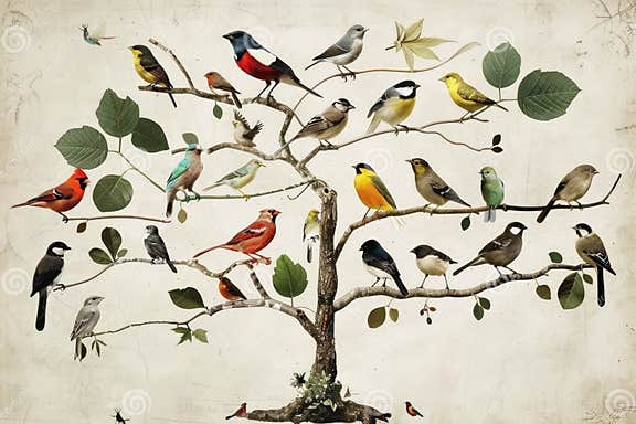 A Branching Tree Diagram Depicting the Evolution of Different Birds ...