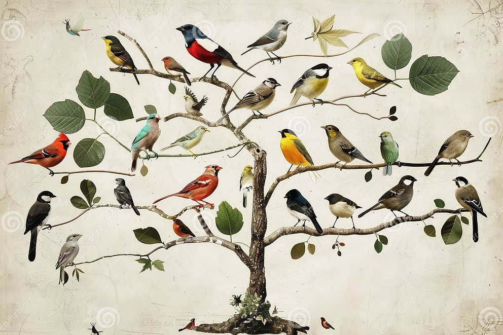 A Branching Tree Diagram Depicting the Evolution of Different Birds ...