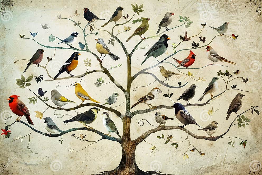 A Branching Tree Diagram Depicting the Evolution of Different Birds ...