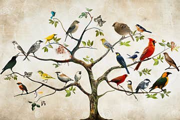 A Branching Tree Diagram Depicting the Evolution of Different Birds ...
