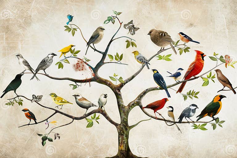 A Branching Tree Diagram Depicting the Evolution of Different Birds ...