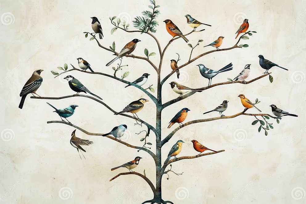 A Branching Tree Diagram Depicting the Evolution of Different Birds ...