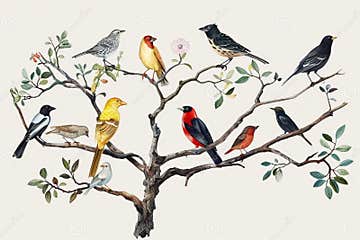 A Branching Tree Diagram Depicting the Evolution of Different Birds ...