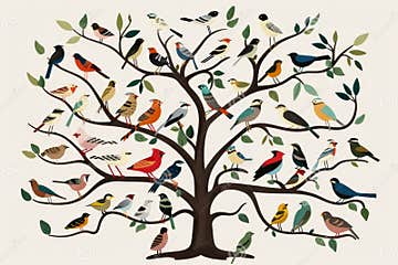 A Branching Tree Diagram Depicting the Evolution of Different Birds ...