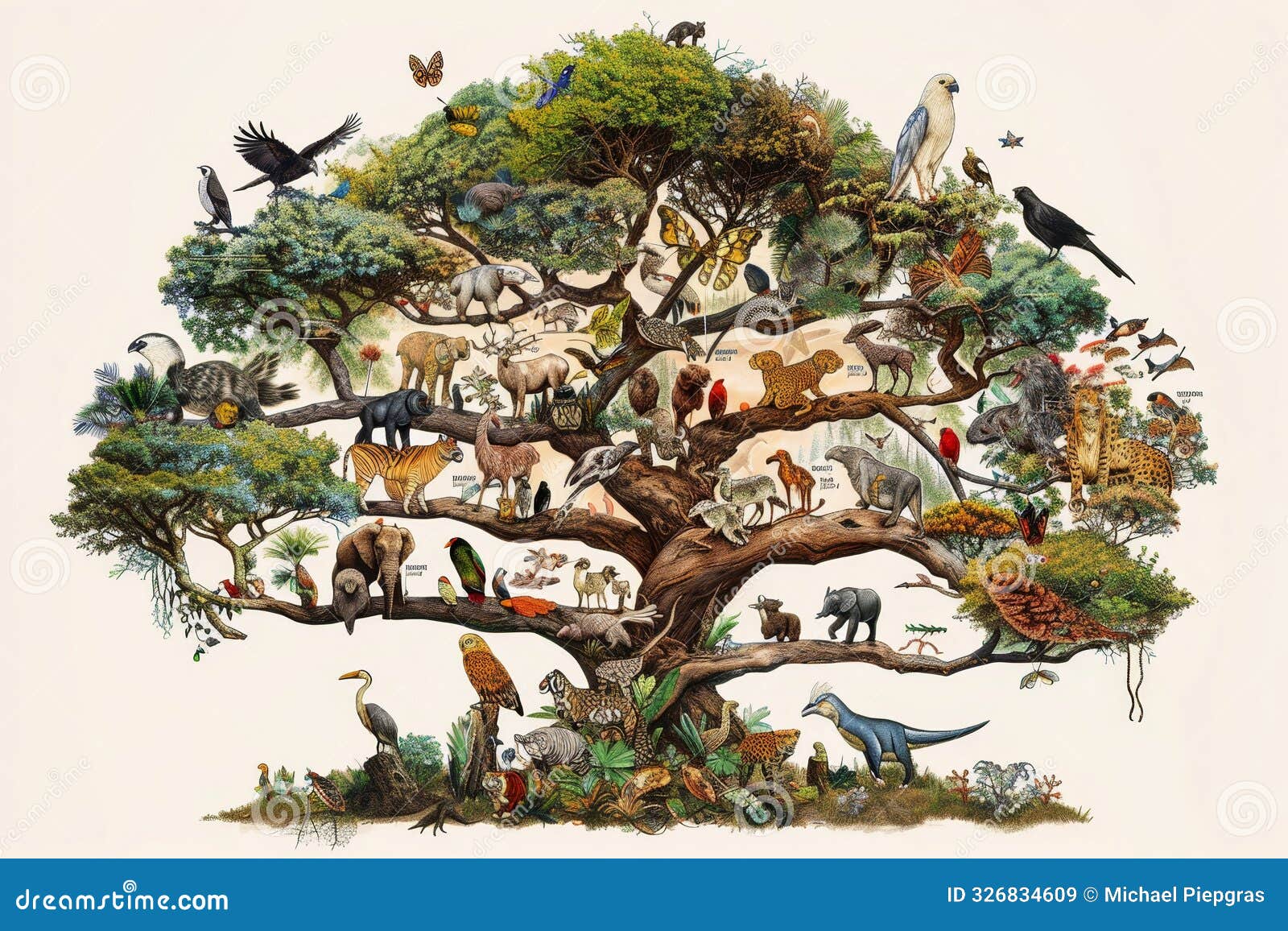 A Branching Tree Diagram Depicting the Evolution of Different Species ...