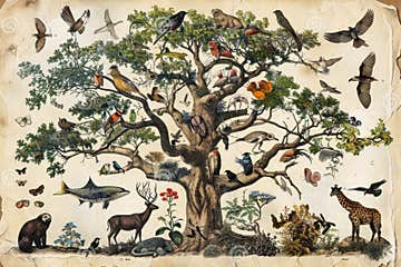 A Branching Tree Diagram Depicting the Evolution of Different Species ...
