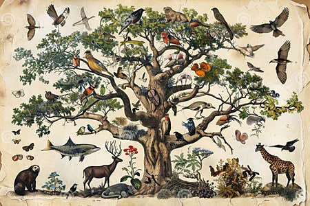 A Branching Tree Diagram Depicting the Evolution of Different Species ...