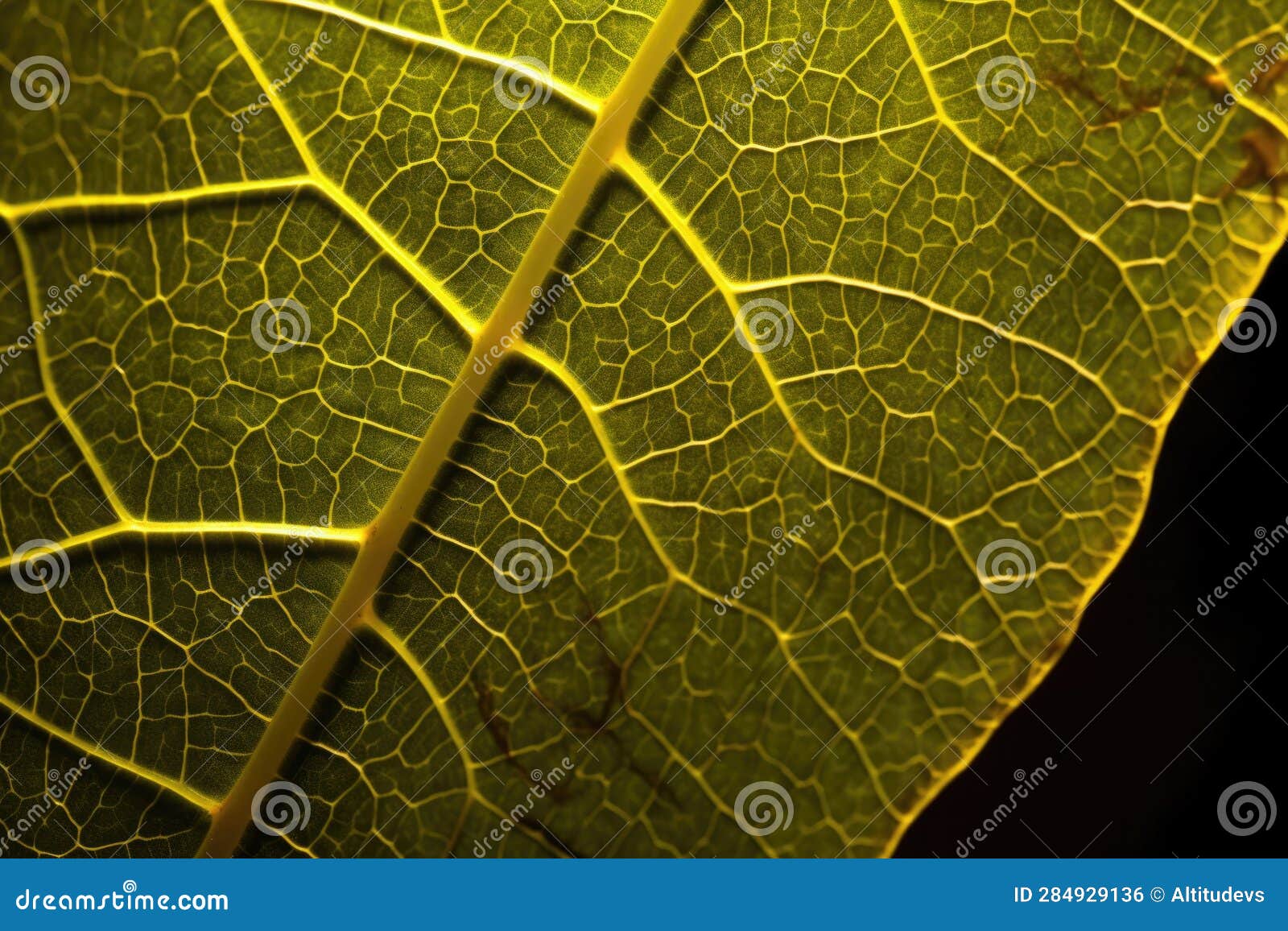 Branching Veins of a Leaf Illuminated by Sunlight, Macro Shot Stock ...
