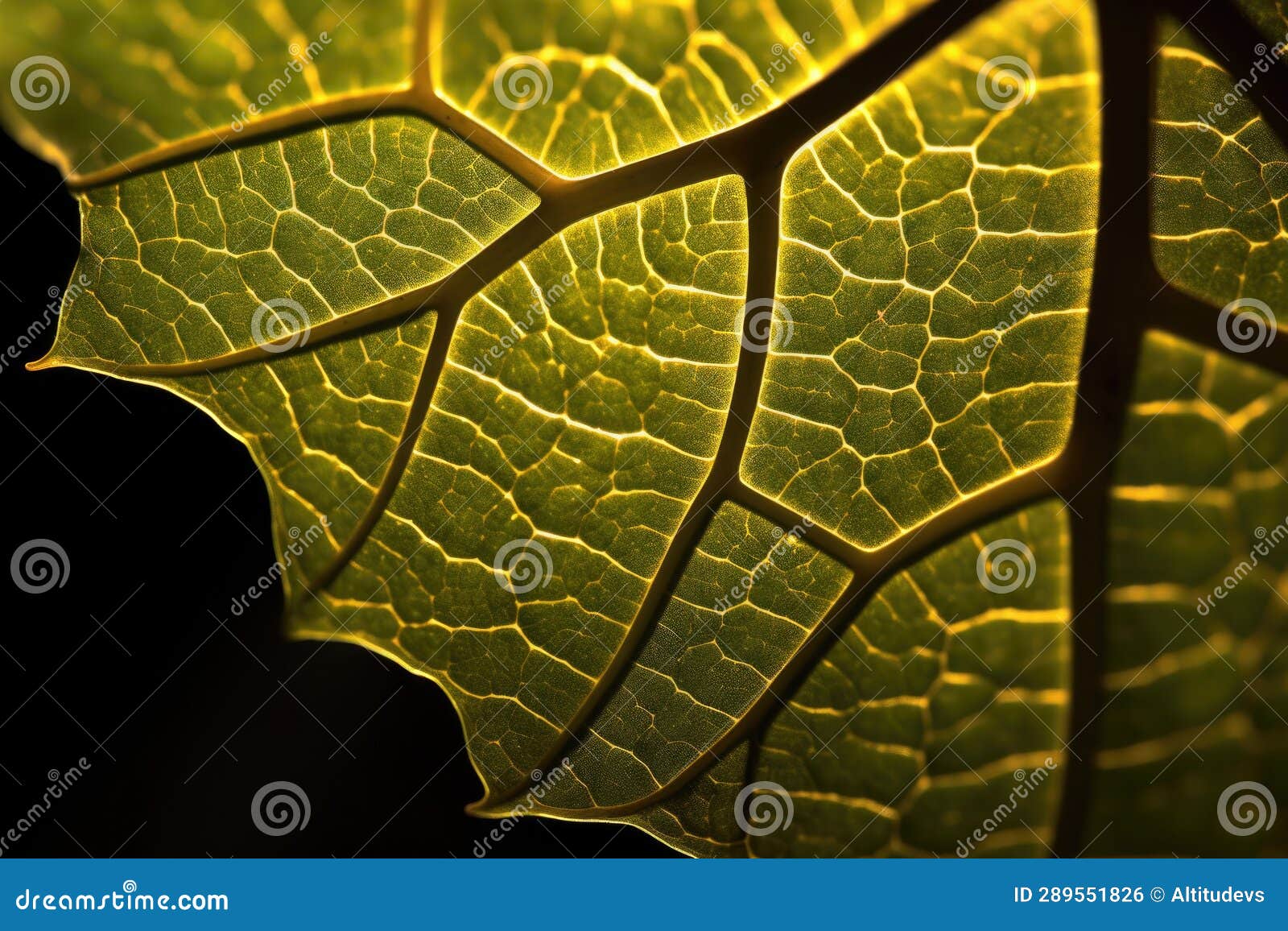 Branching Veins of a Leaf Illuminated by Sunlight, Macro Shot Stock ...