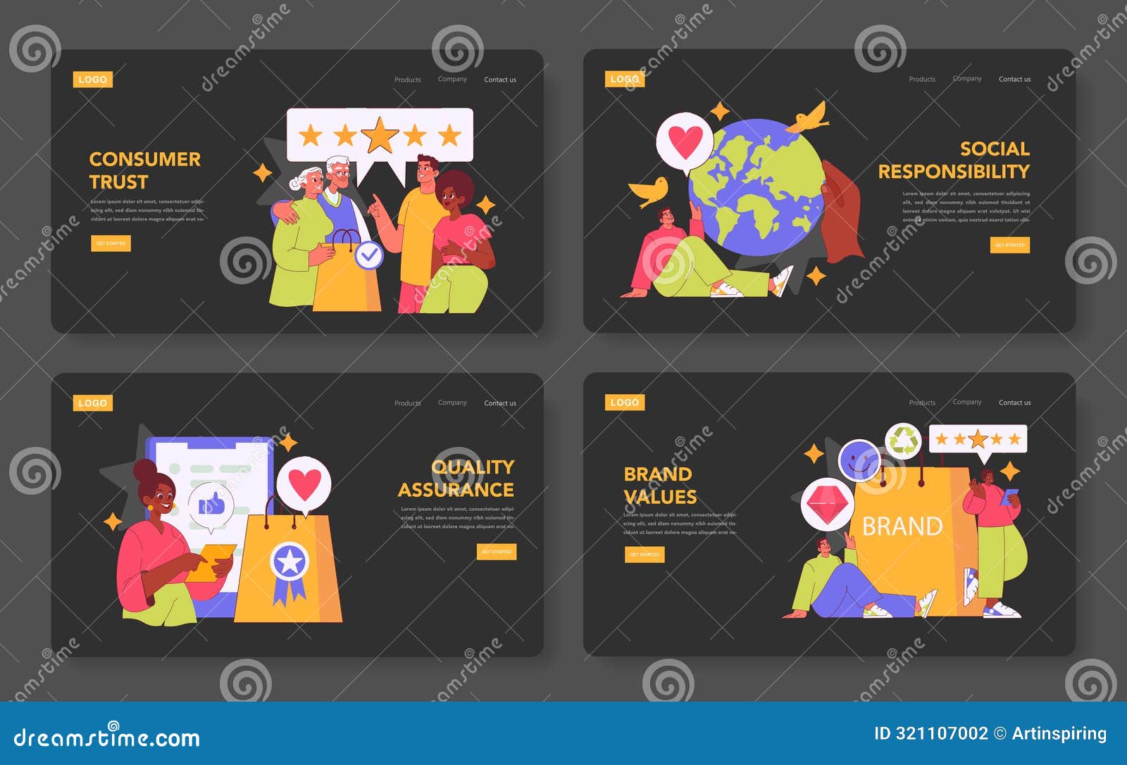 Brand Authenticity. Flat Vector Illustration Stock Illustration ...