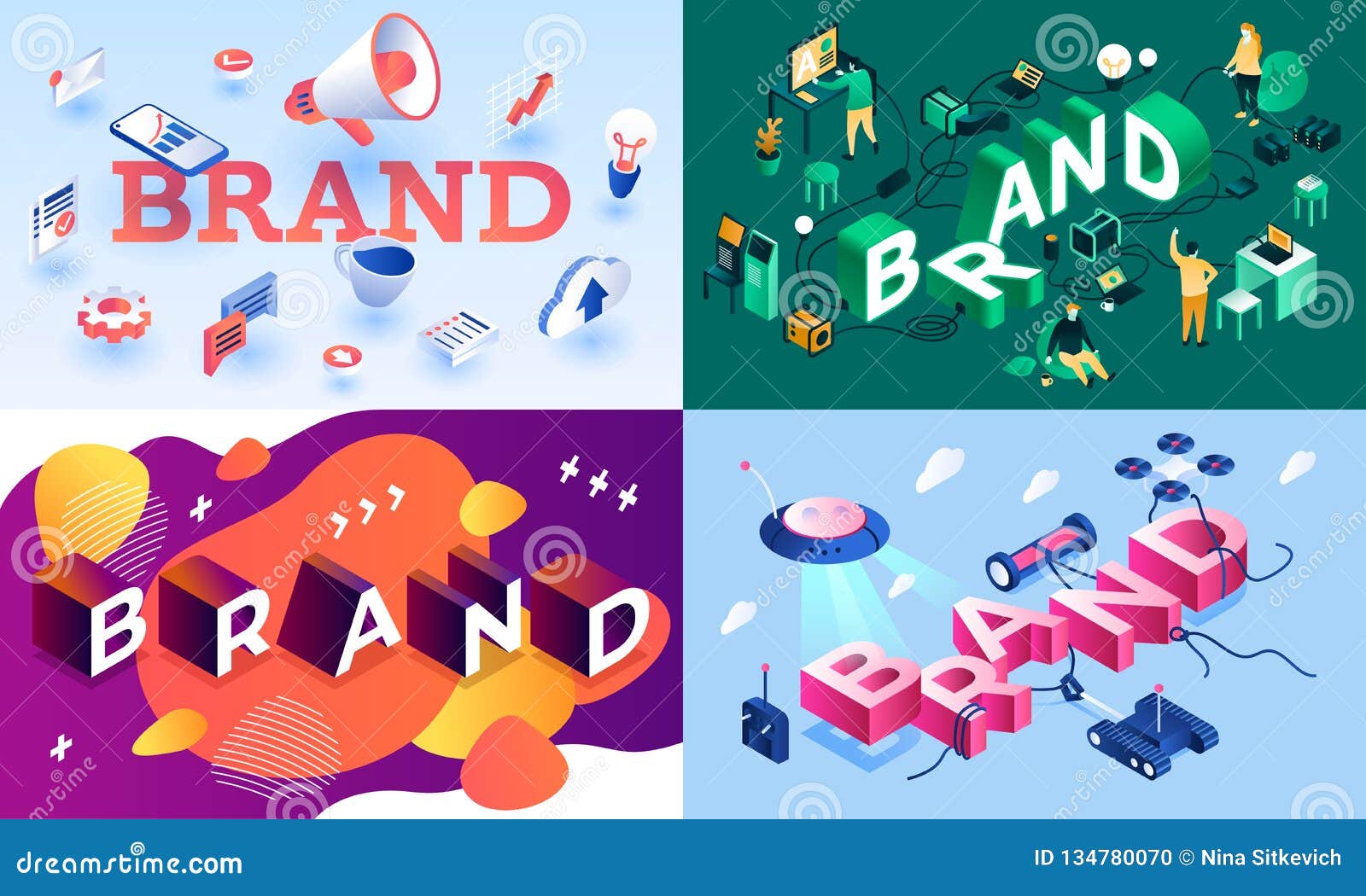 Brand Banner Set, Isometric Style Stock Vector - Illustration of ... Brand Banner Set, Isometric Style Stock Vector - Illustration of ...