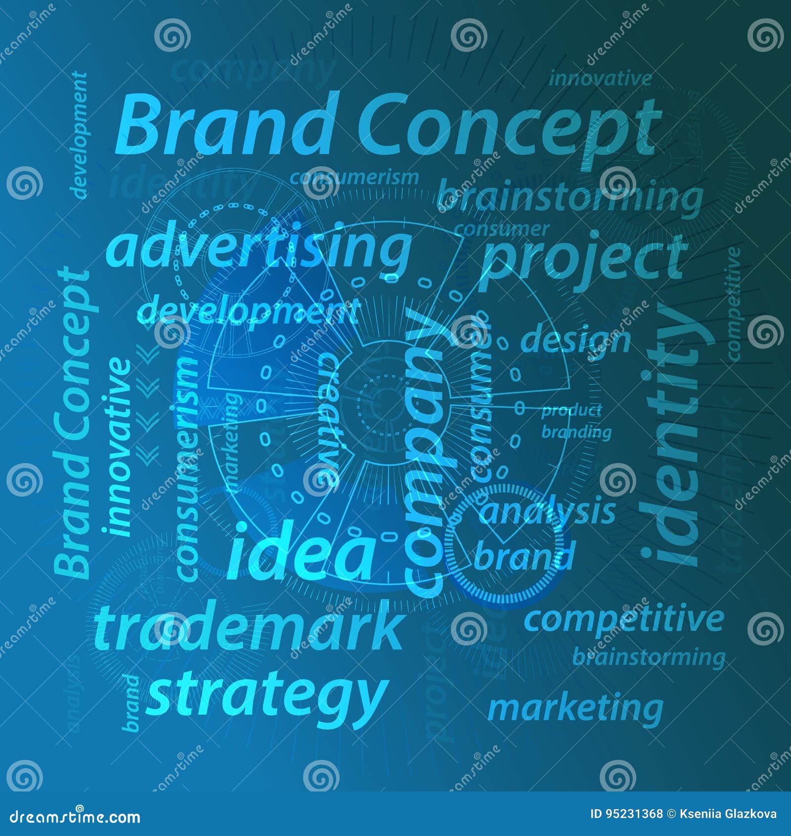 Brand Concept. Inscriptions on a Blue Background Stock Illustration ...