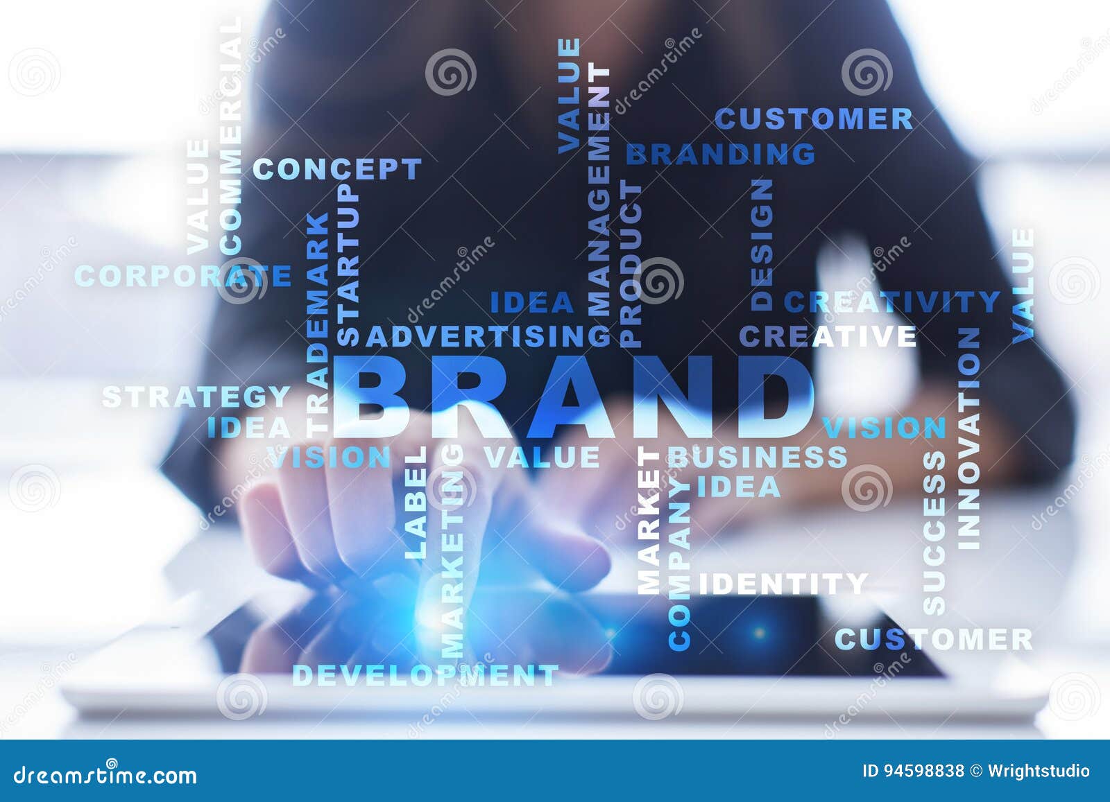 Brand Concept on the Virtual Screen. Business Concept. Words Cloud ...